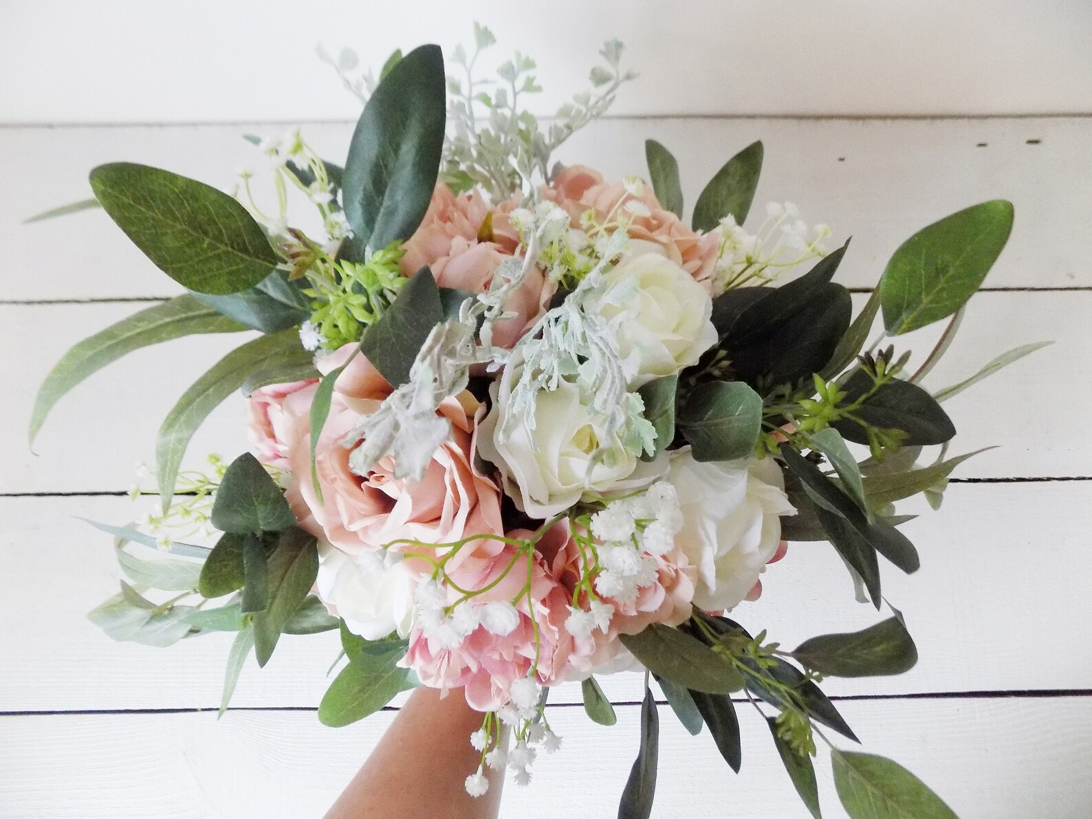 Dusty Pink Bridal Bouquet Artificial Rustic Bouquet Blush Pink | Etsy
