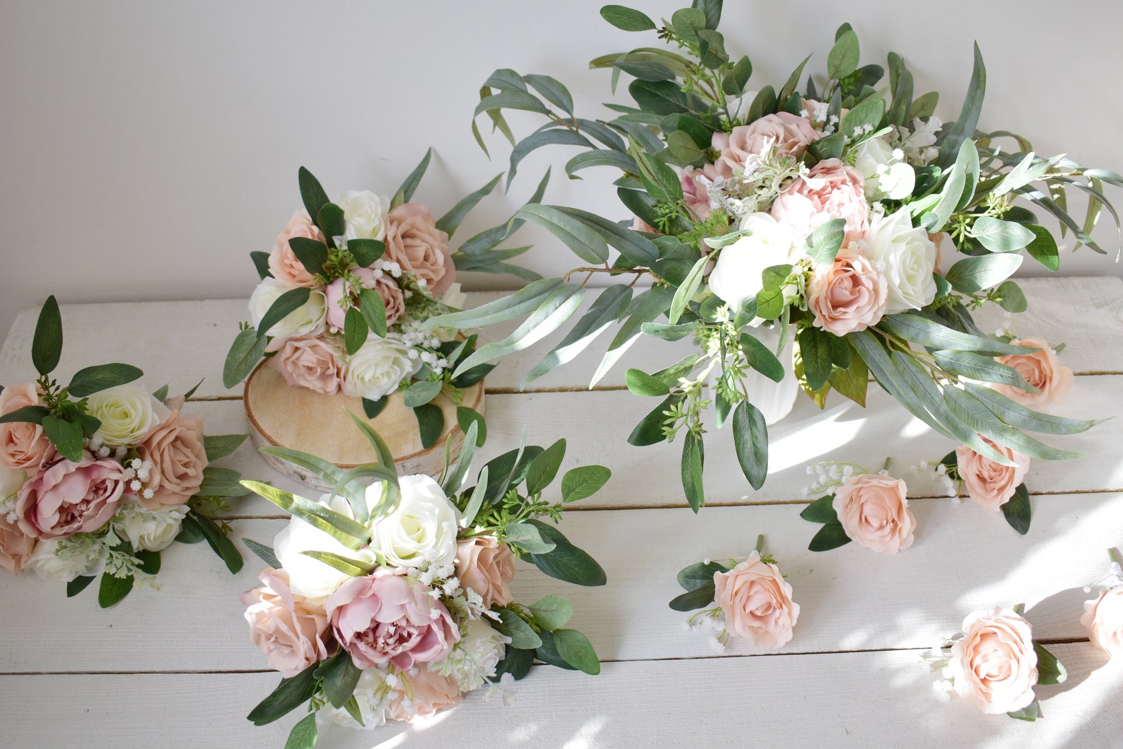 Dusty Pink Bridal Bouquet Artificial Rustic Bouquet Blush Pink | Etsy