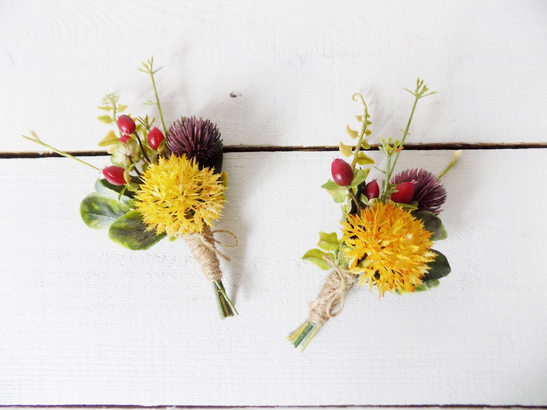 Thistle Buttonhole Wildflower Boutonniere Artificial Silk - Etsy
