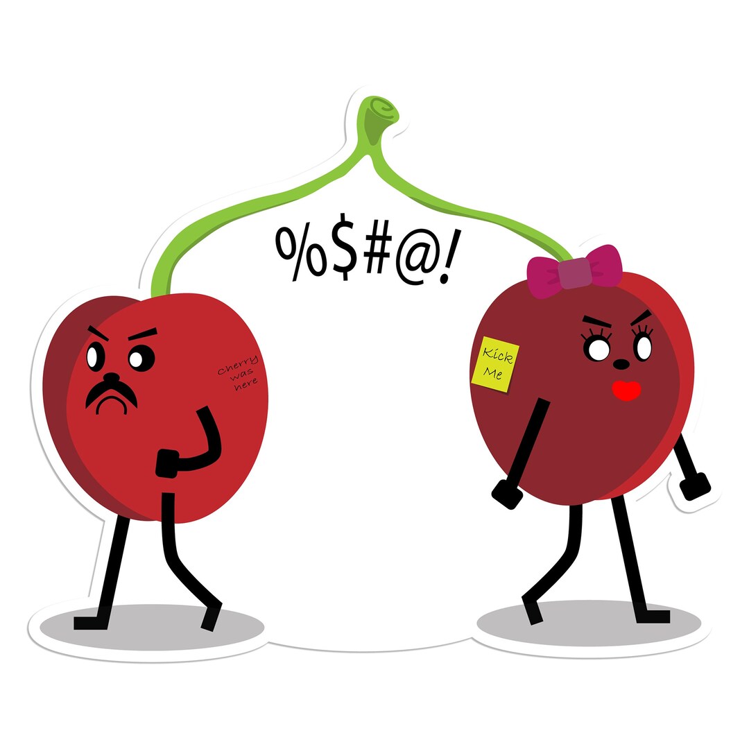 Cherries - Angry Sticker - Vinyl Sticker for Laptops, Cars, Water ...