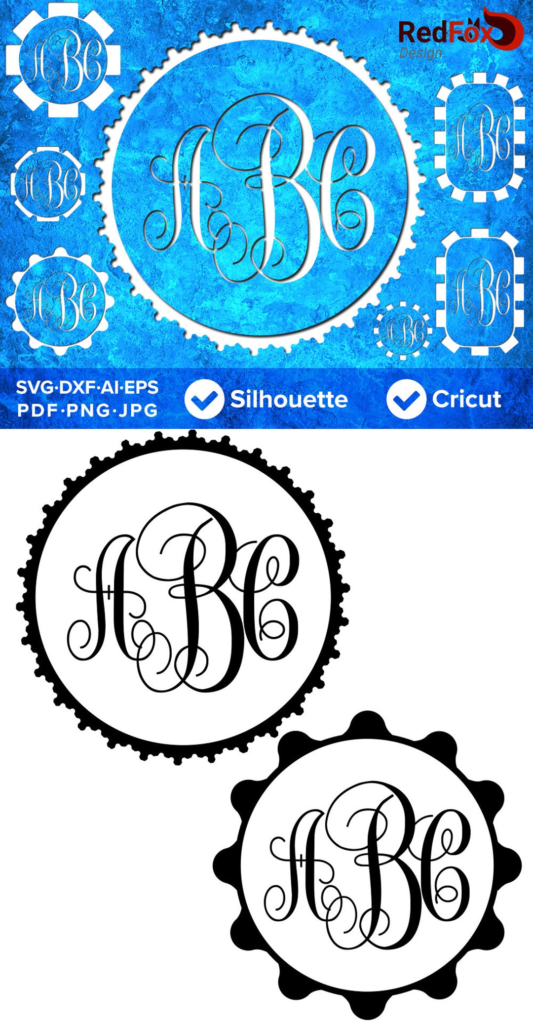 Gear Cog Steampunk Clock Clockwork Monogram Frame Set 04 SVG - Etsy