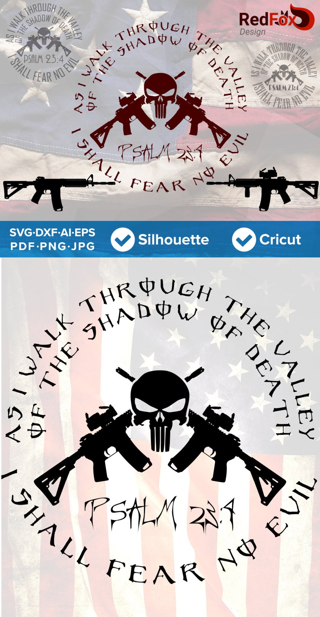 AR-15 Rifle, Scope, Grip, Psalm 23:4 - SVG Cut File, DXF, Png, Eps, Pdf ...