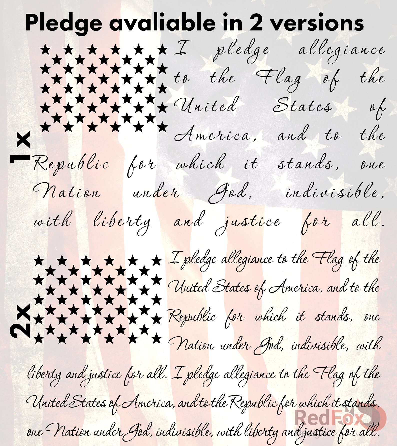 US Flag America Pledge of Allegiance Preamble Constitution | Etsy