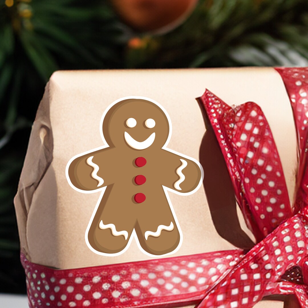 Adorable Gingerbread Man Sticker for Holiday Crafts With Icing Face and ...