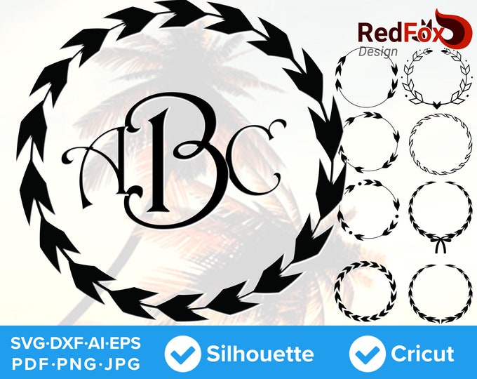 6 Boho Feather Monogram Frames SVG Cut File Templates, Feather Svg ...