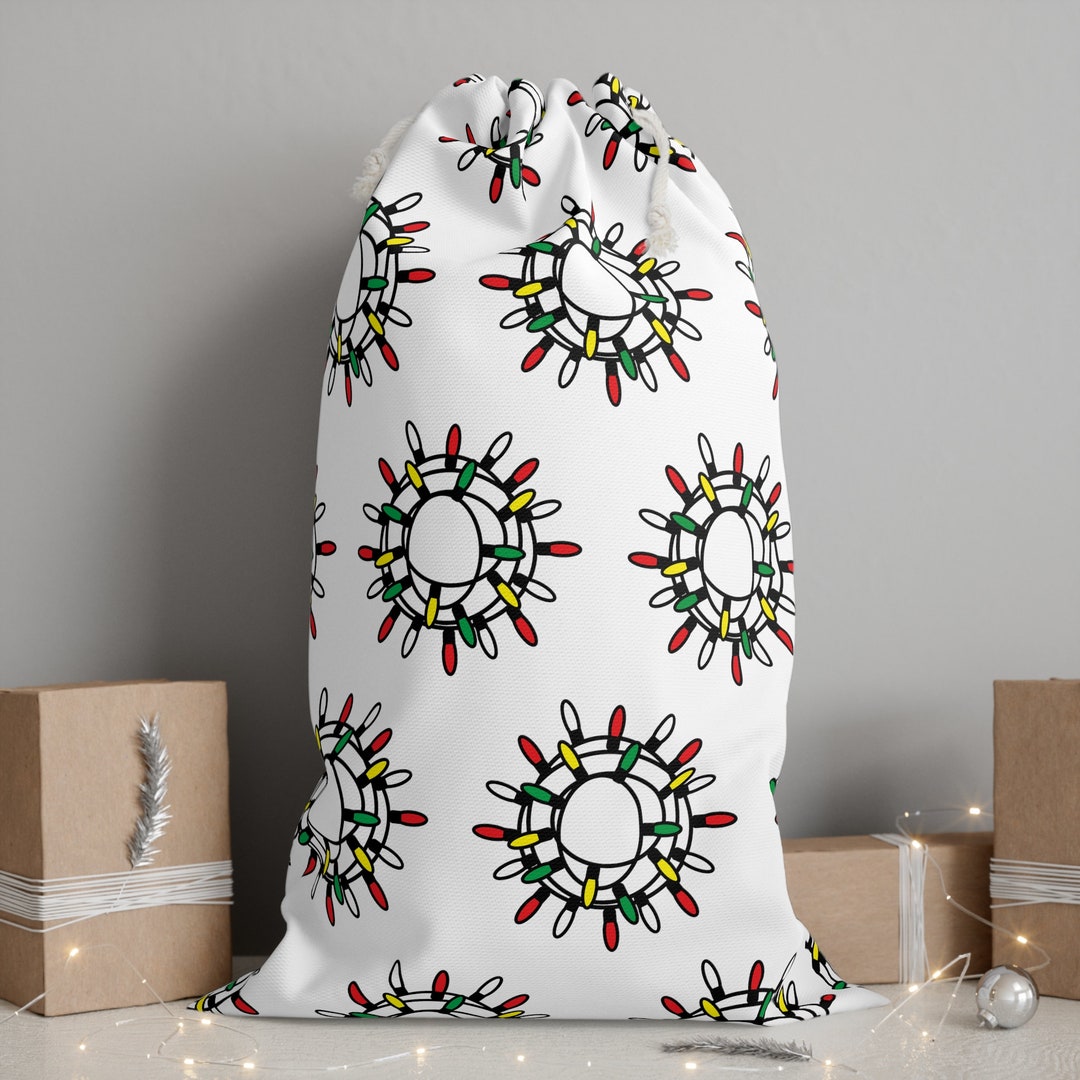 Colorful Christmas Lights Santa Sack - Easy-to-carry Artist Velour Bag ...