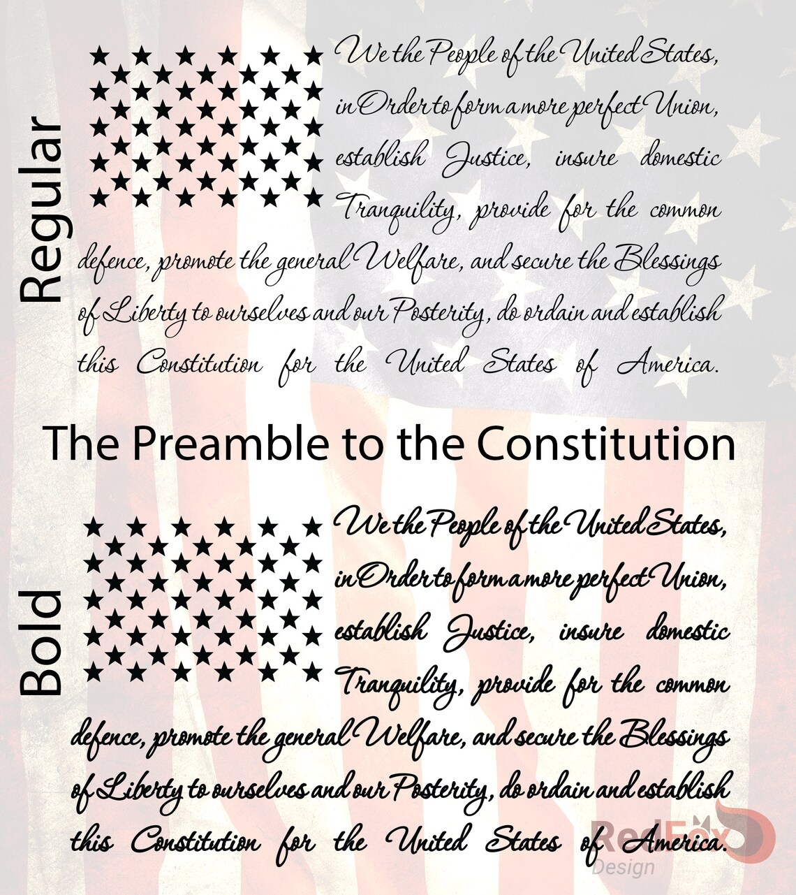 US Flag America Pledge of Allegiance Preamble Constitution | Etsy