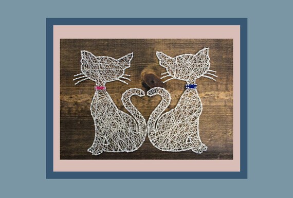 Cat String Art Kitten String Art Cat lovers cat gifts home | Etsy