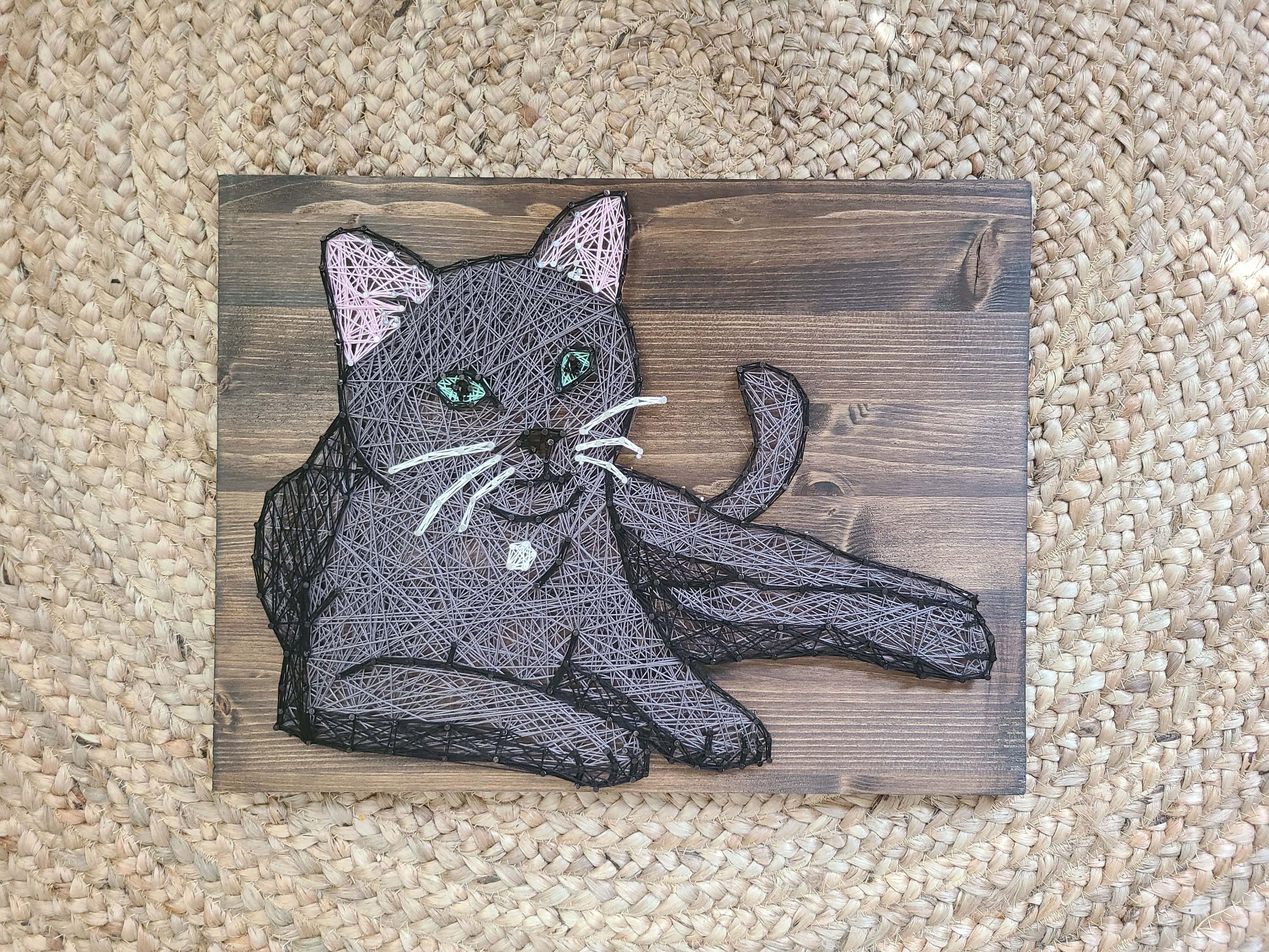Cat String Art Grey Cat Black and White Cat Kitten Cat - Etsy