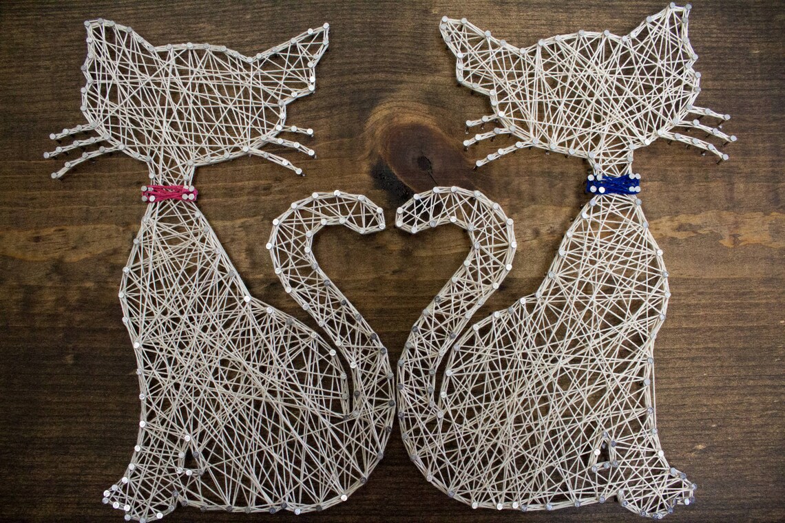Cat String Art Kitten String Art Cat Lovers Cat Gifts Home - Etsy