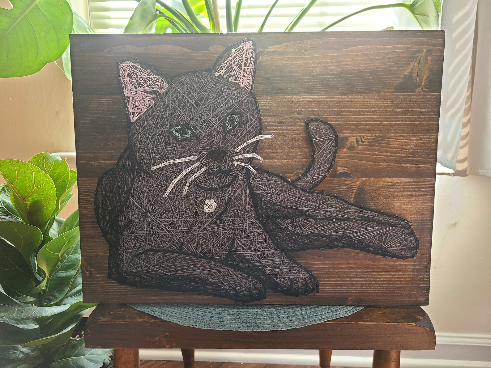 Cat String Art Grey Cat Black and White Cat Kitten Cat - Etsy