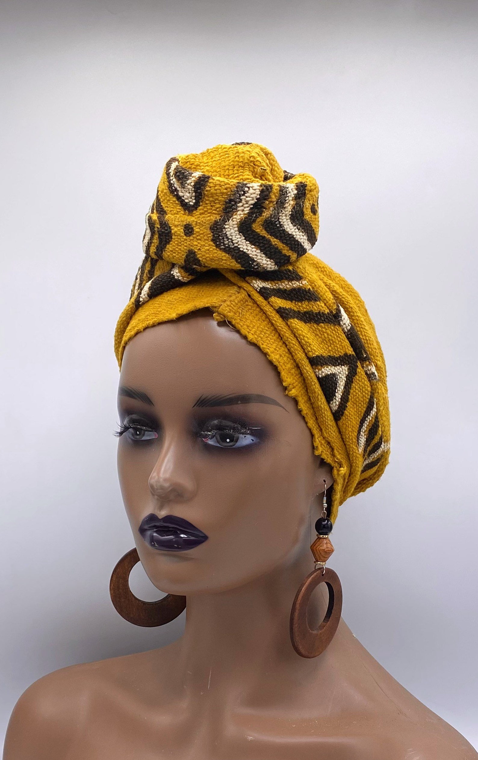 Authentic African Mudcloth Head Wrap: Hand-painted Cotton Scarf - Etsy