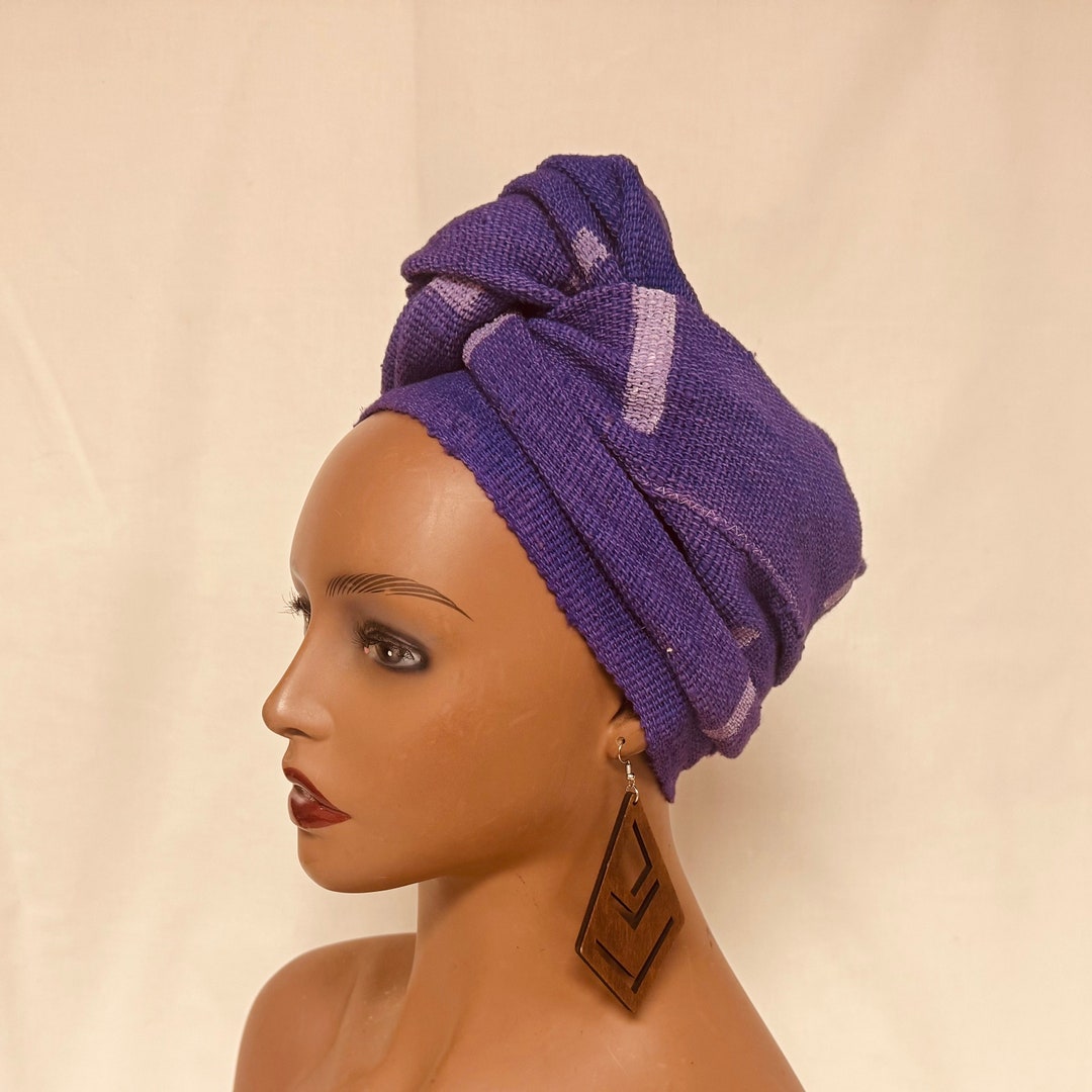 Handmade Purple Mud Cloth Head Wrap: African Cotton Scarf - Etsy
