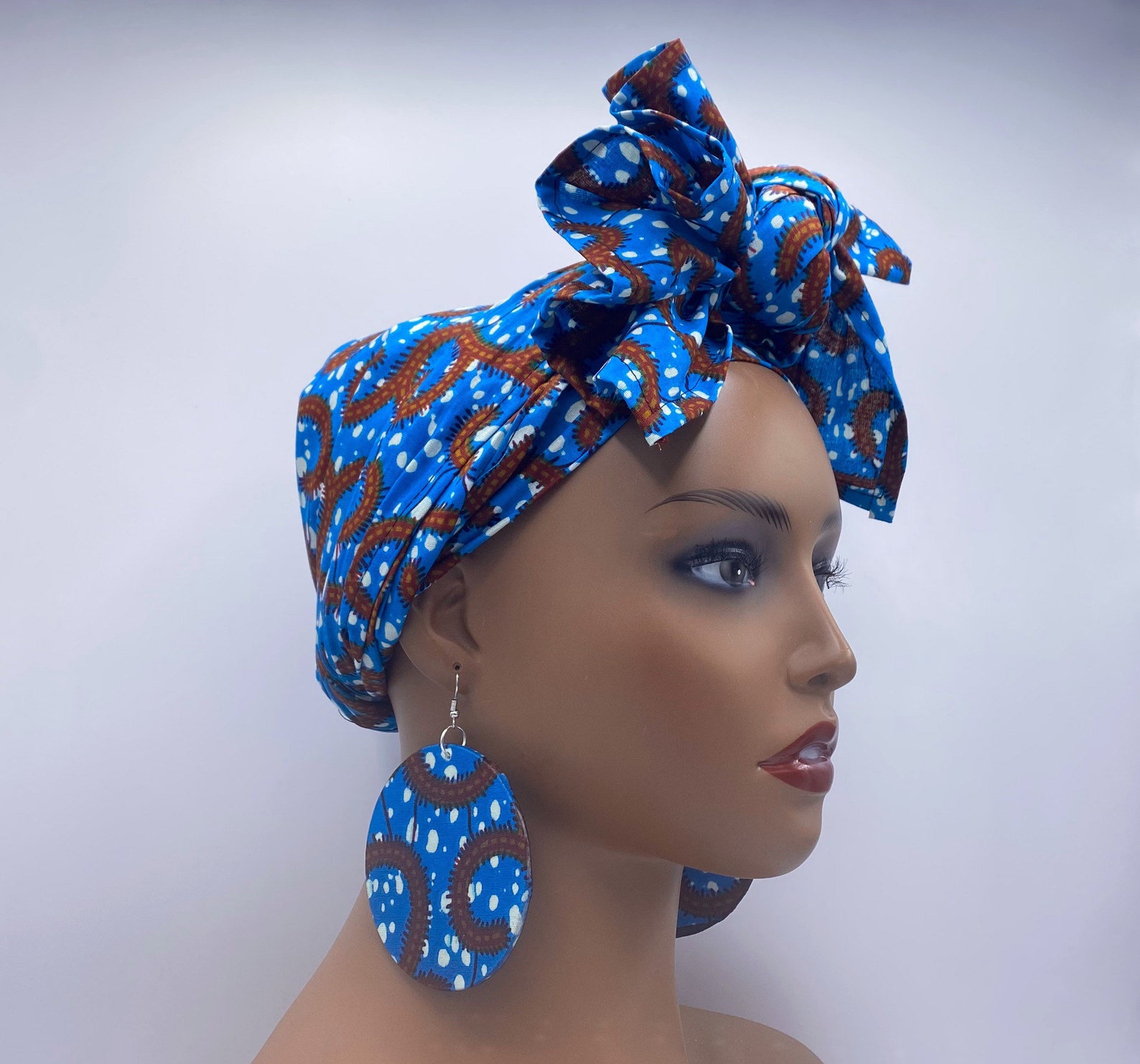 Blue African Head Wrap African Scarf African Turban Head - Etsy