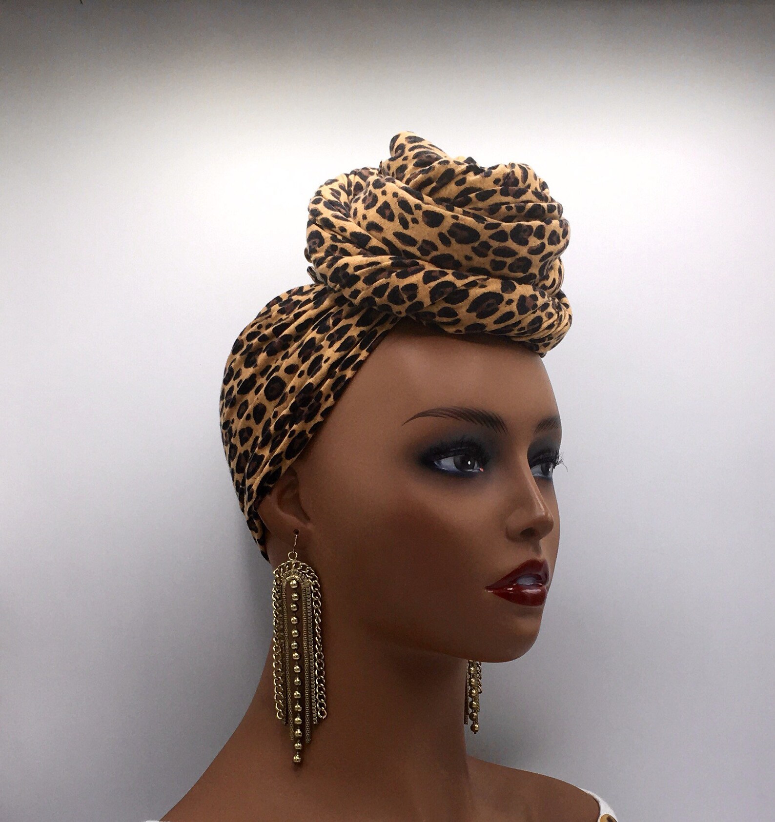 Cheetah Stretch Head Wrap Jersey Head Wrap African Scarf | Etsy