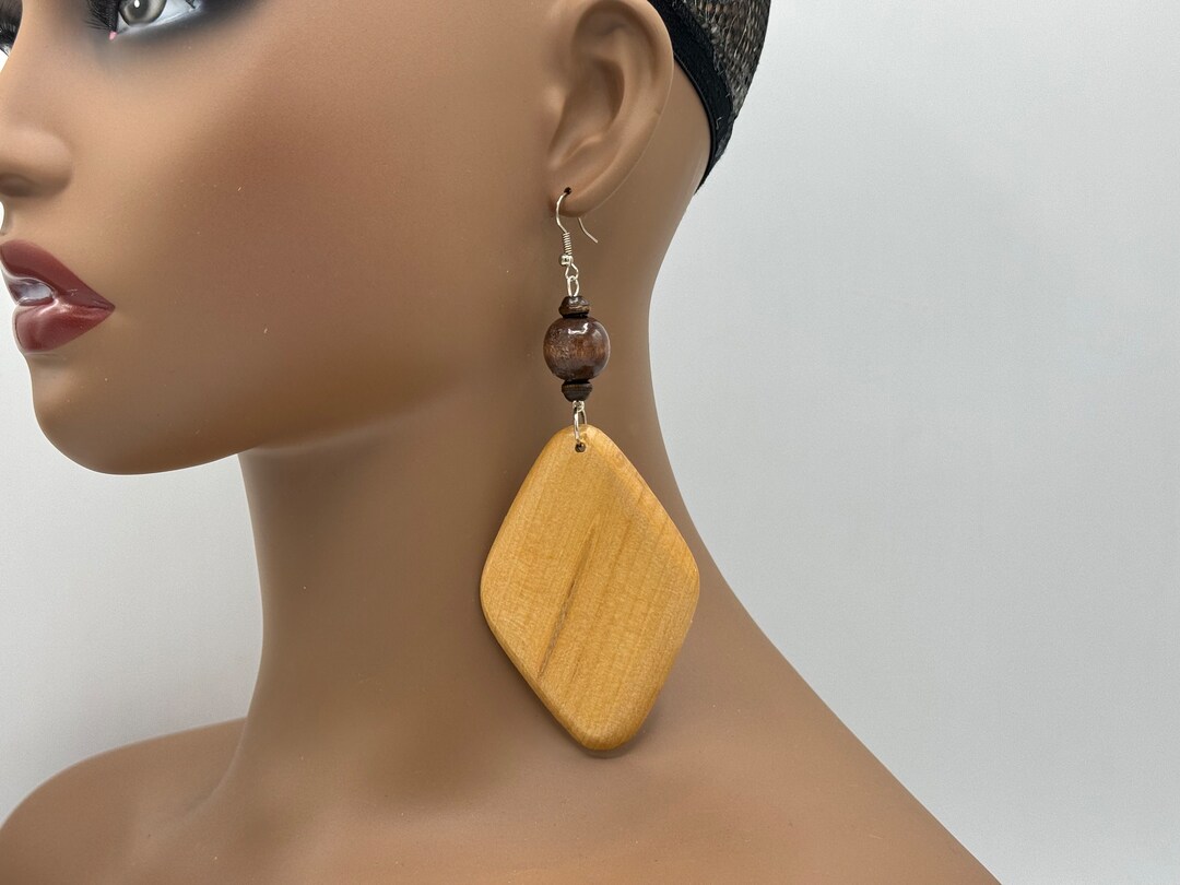Wooden African Earrings Laser Cut Wood Earrings Afrocentric Large Big ...