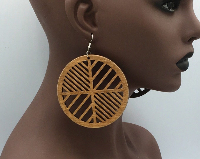 Afrocentric Polymer Clay Dangle Earrings: Tribal Geometric Wood Accents ...
