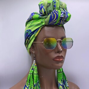 Green & Blue African Head Wrap African Scarf African - Etsy