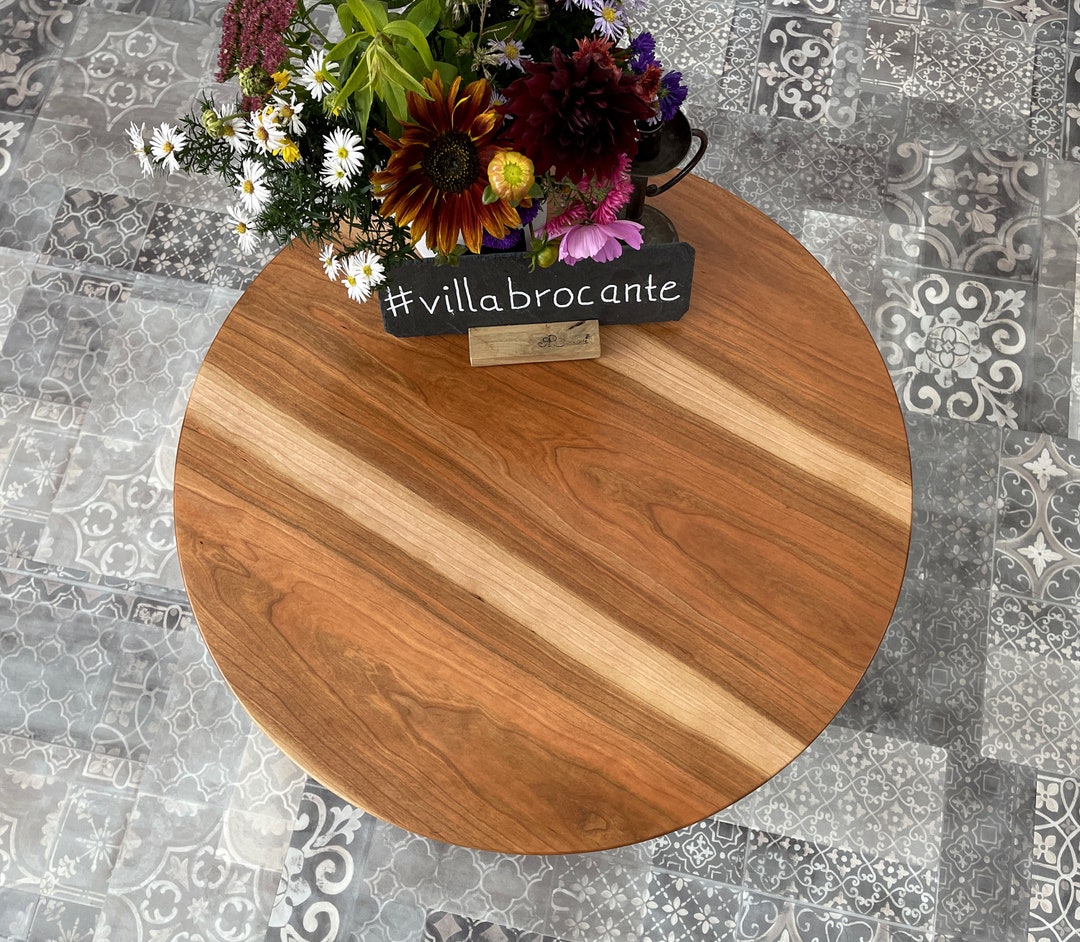 Round Coffee Table cosmo Made of Cherry Wood With Crossed Leg Struts - Etsy