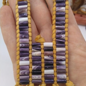 Genuine Handmade Wampum Bead Necklace on Deerskin Leather Lacing ...