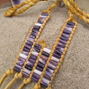 Genuine Handmade Wampum Bead Necklace on Deerskin Leather Lacing ...