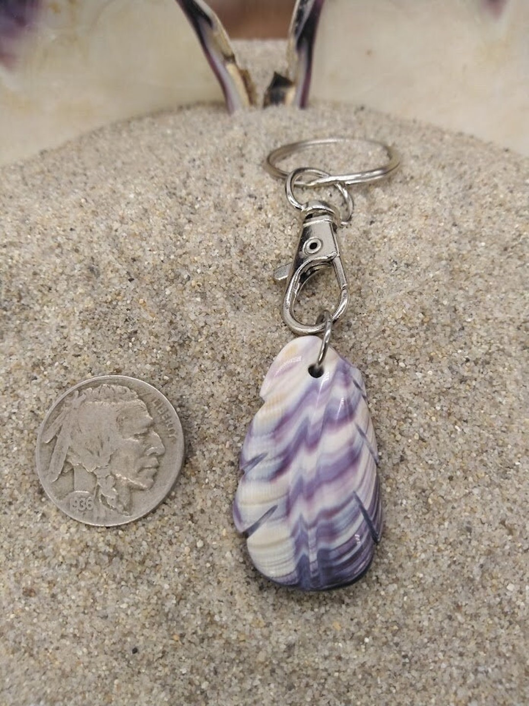 Hand Carved and Crafted Genuine Rhode Island Quahog Wampum Feather ...