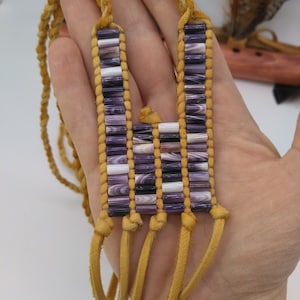 Genuine Handmade Wampum Bead Necklace on Deerskin Leather Lacing ...