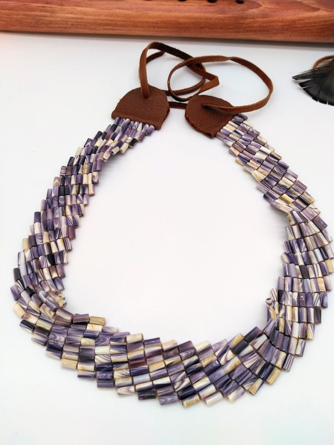 Genuine Massachusetts Quahog Wampum Traditional Bias Weave Friendship ...