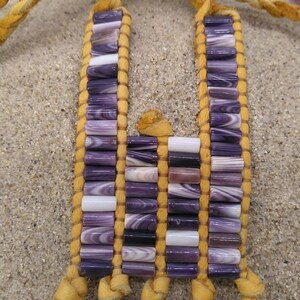 Genuine Handmade Wampum Bead Necklace on Deerskin Leather Lacing ...