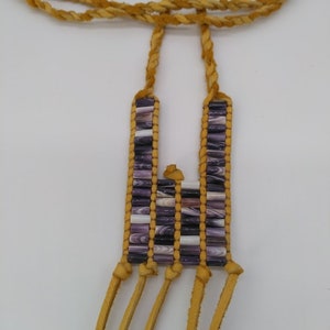 Genuine Handmade Wampum Bead Necklace on Deerskin Leather Lacing ...