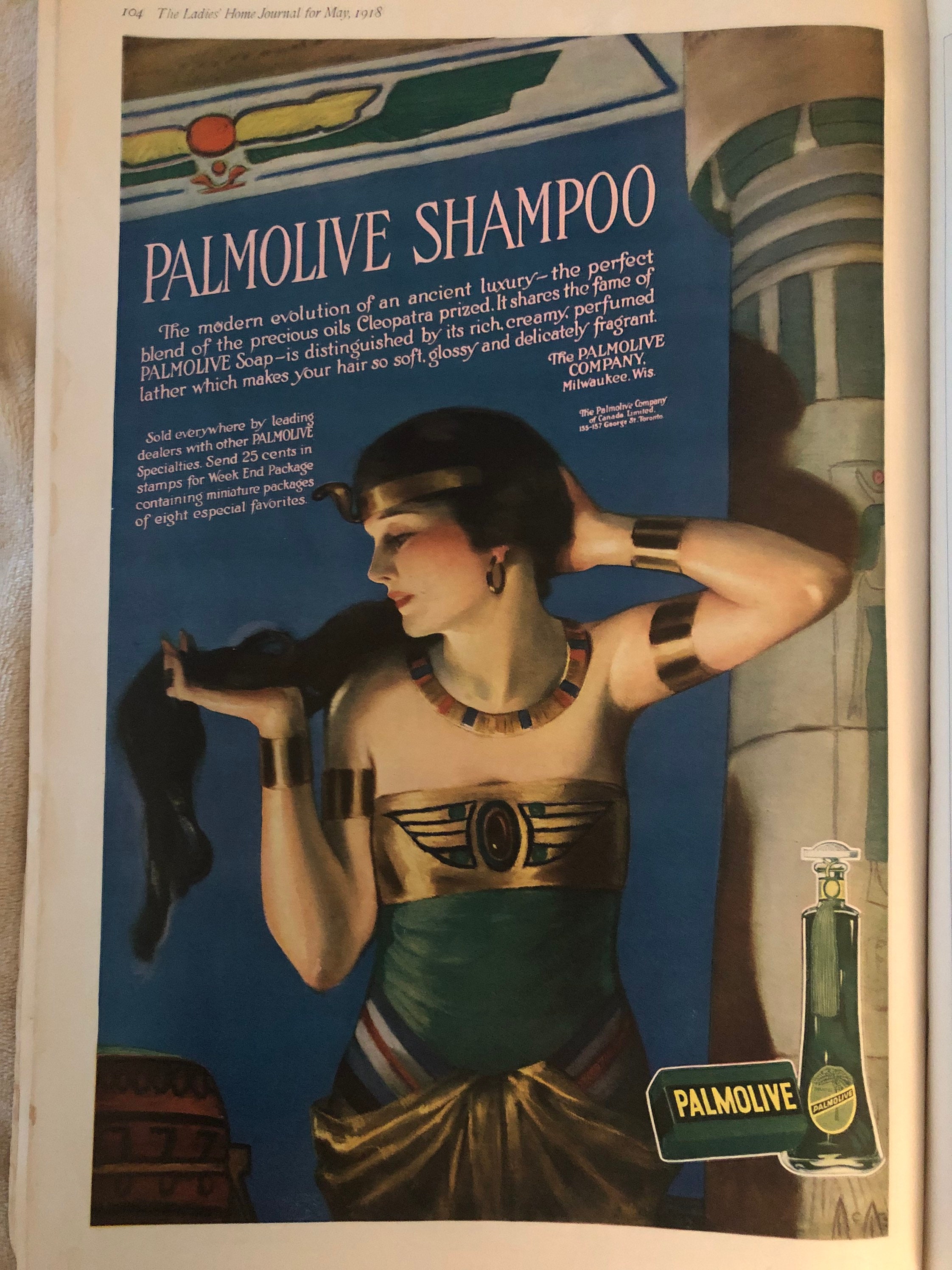 1918 Cleopatra Palmolive Shampoo Ladies Home Journal Ad 16h X 11w - Etsy