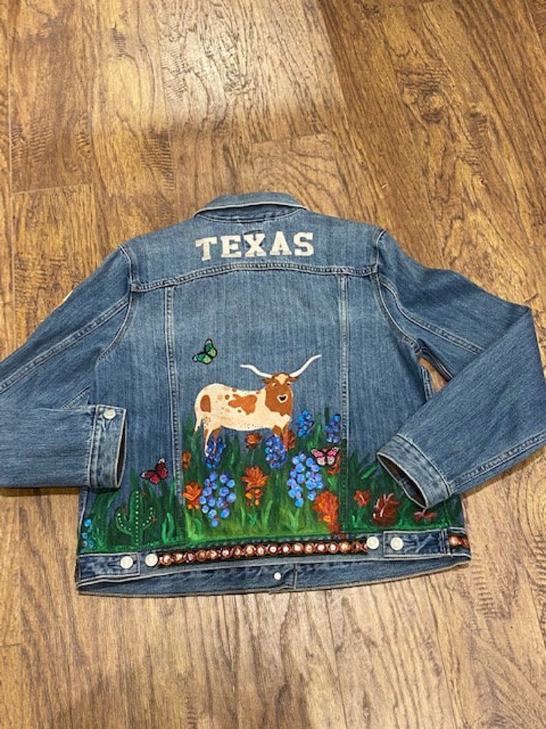 Hand Painted Texas Denim Jacket - Etsy