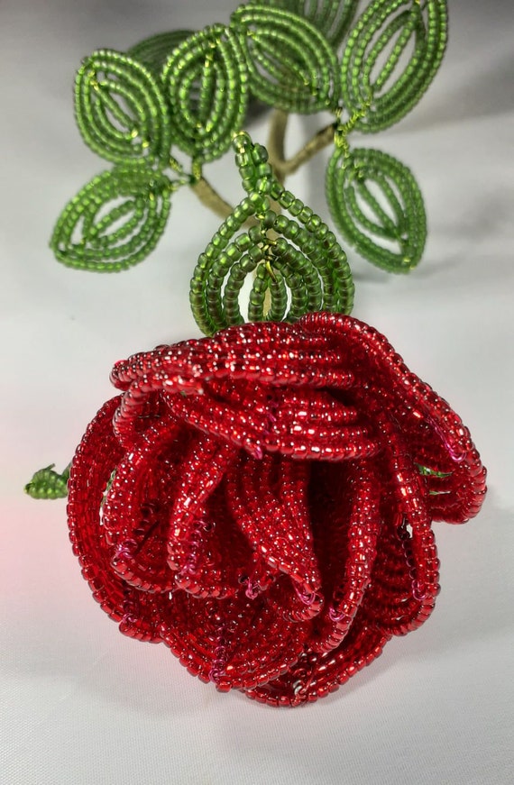 Single French beaded Rose | Etsy