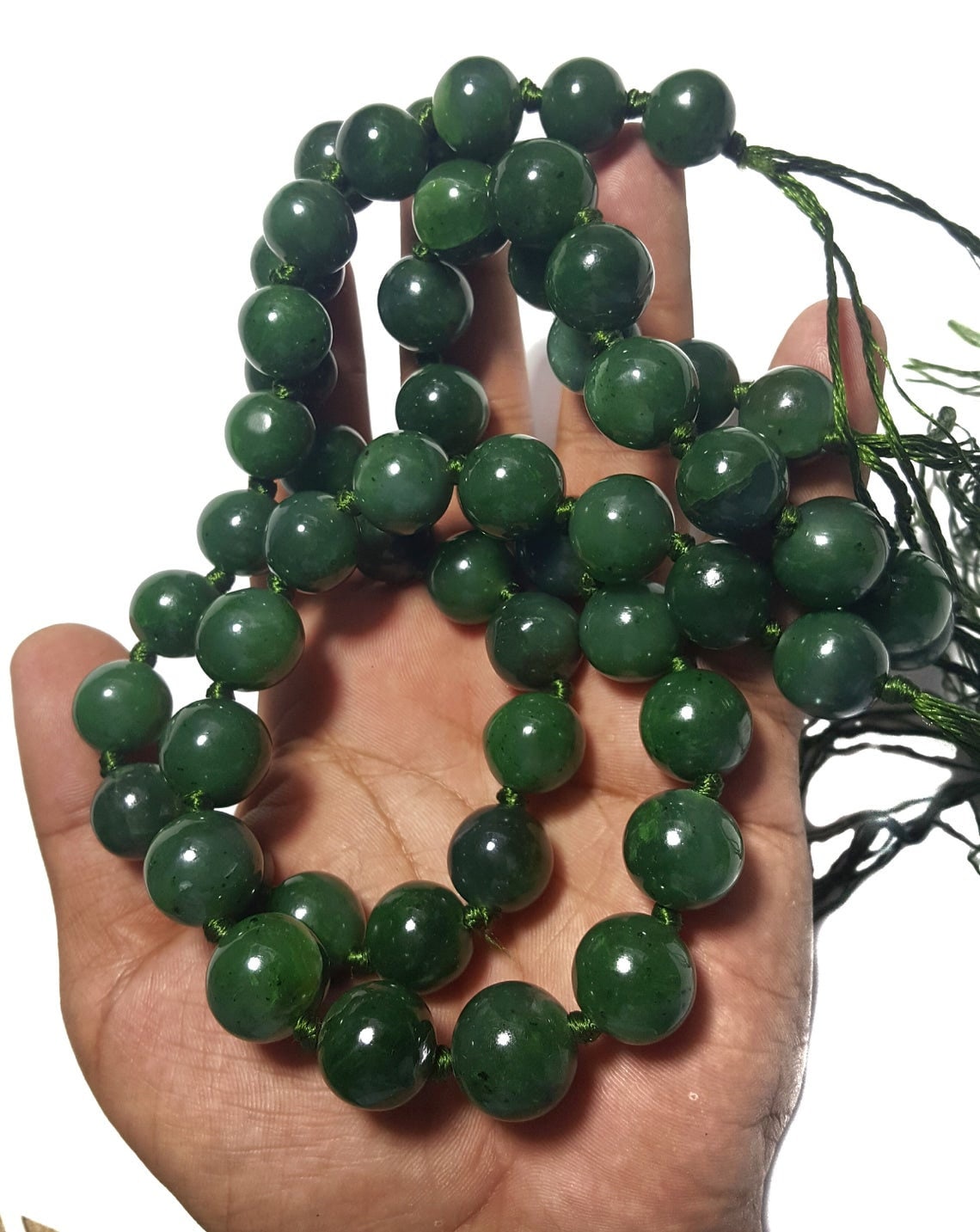 Stunning Color Green Nephrite Jade 14 & 15 mm Beads | Etsy