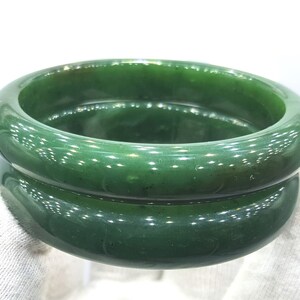 Beautiful Natural Green Color Nephrite Jade Bangles 2 Piece Made by ...