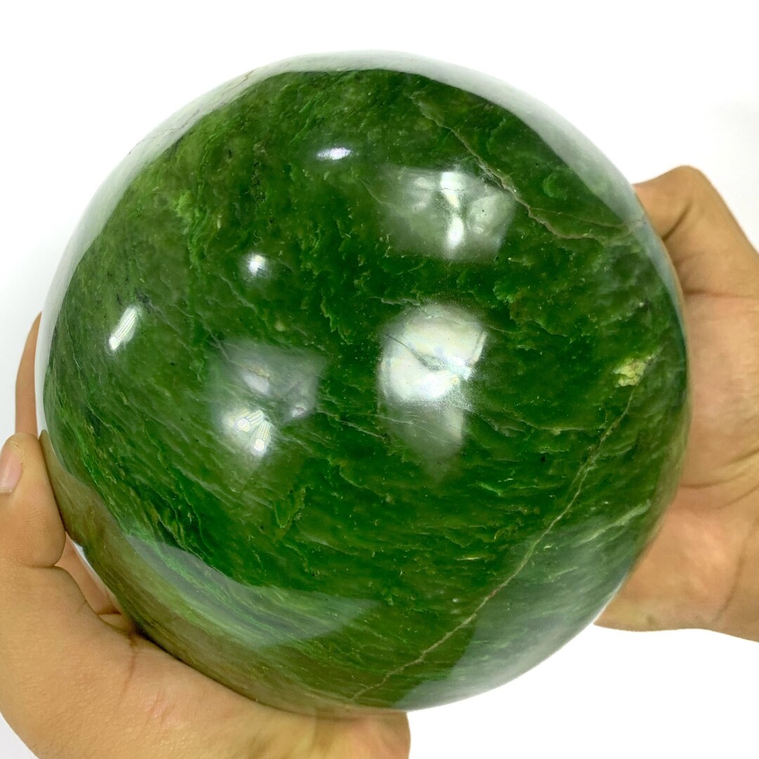 8.5 Kg Green Nephrite Jade Sphere, Nephrite Jade Sphere, Nephrite Jade ...