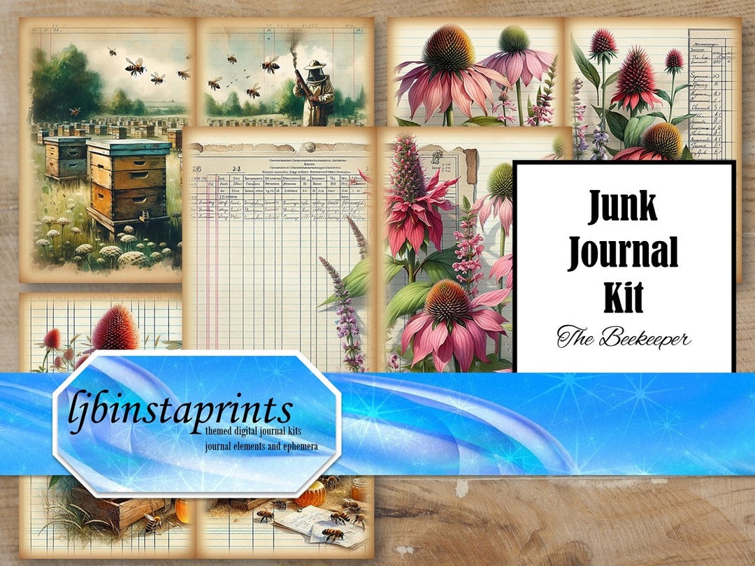 The Beekeeper Journal Kit, Junk Journal Kit, Vintage Bee Journal Kit ...