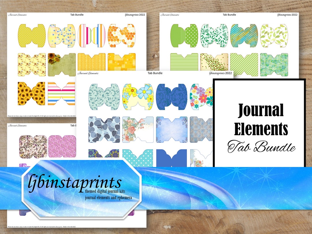 Journal Tabs Bundle, Digital Journal Tabs, Junk Journal Supply ...