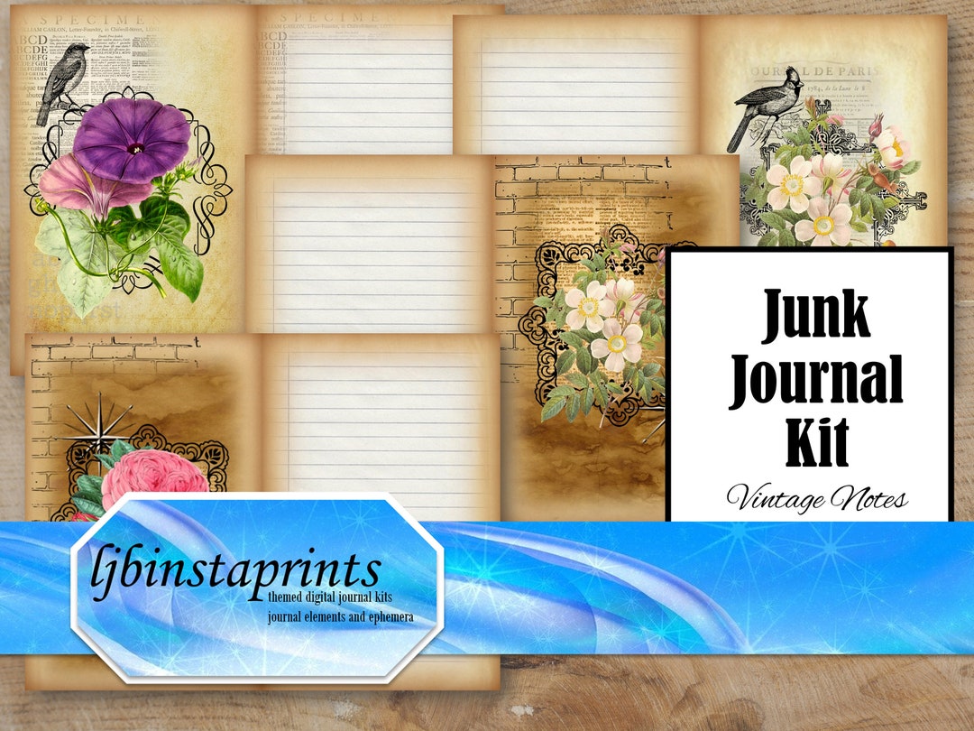 Vintage Notes Journal Kit, Floral Journal Kit, Botanical Journal Kit ...