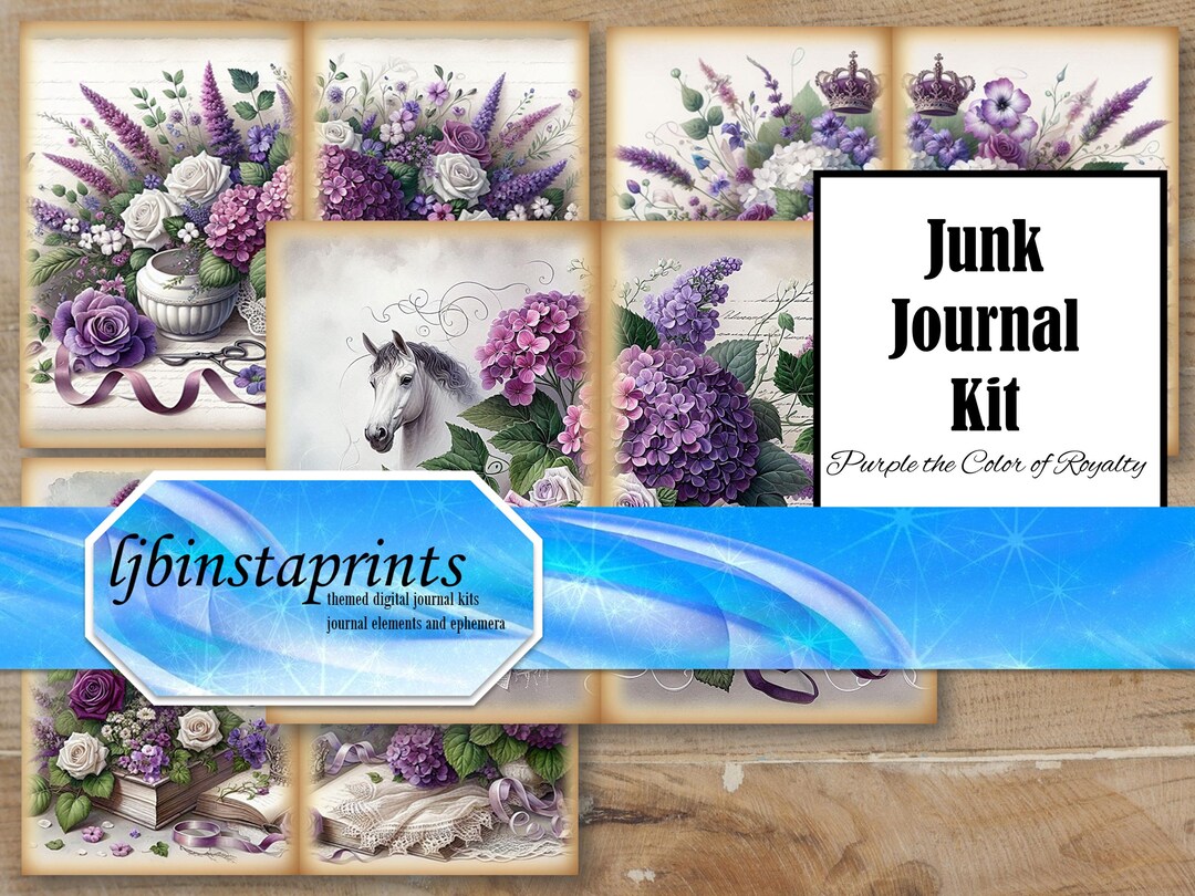 Purple the Colour of Royalty Journal Kit, Floral Journal Kit, Digital ...