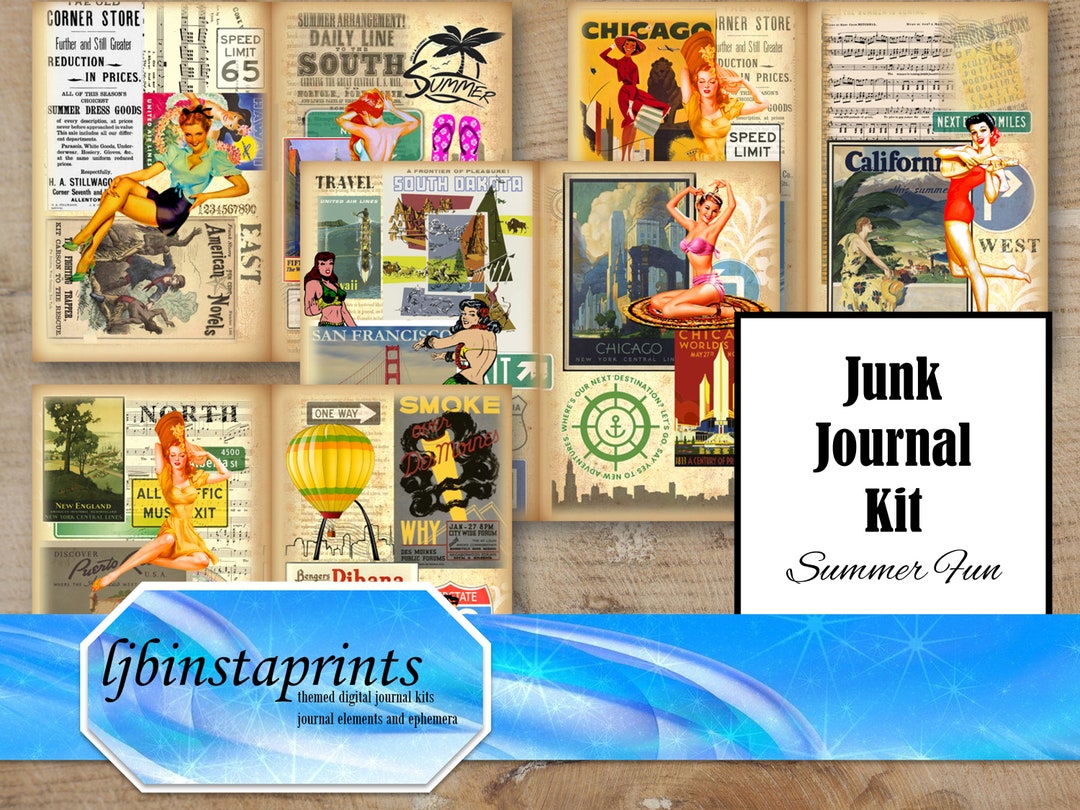 Summer Fun Journal Kit, Retro Travel Journal Kit, Travel Journal Kit ...