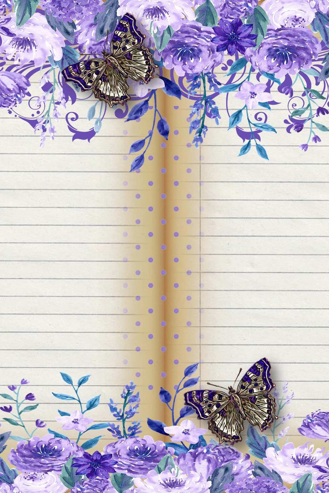 Purple Floral Journal Kit Floral Journal Kit Botanical | Etsy