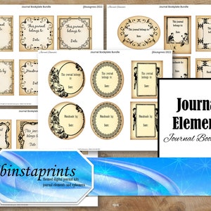 Journal Bookplate Bundle, Journal Page Elements, Bookplate Journal ...