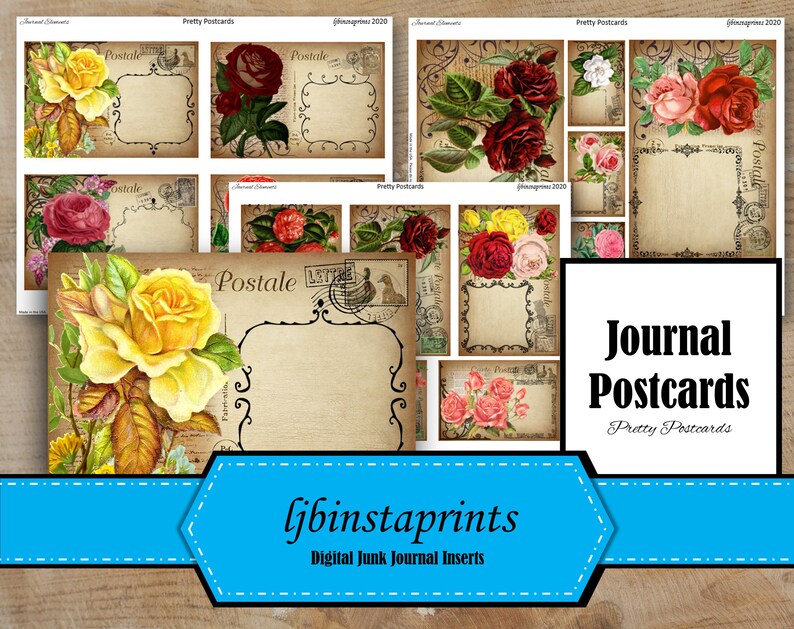 Pretty Postcards Journal Postcards Junk Journal Postcards | Etsy