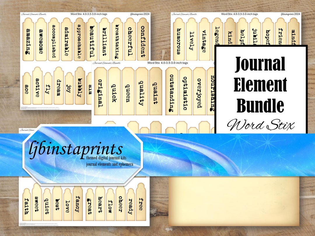Word Stix Bundle, Word Journal Elements, Words and Phrases for Journal ...