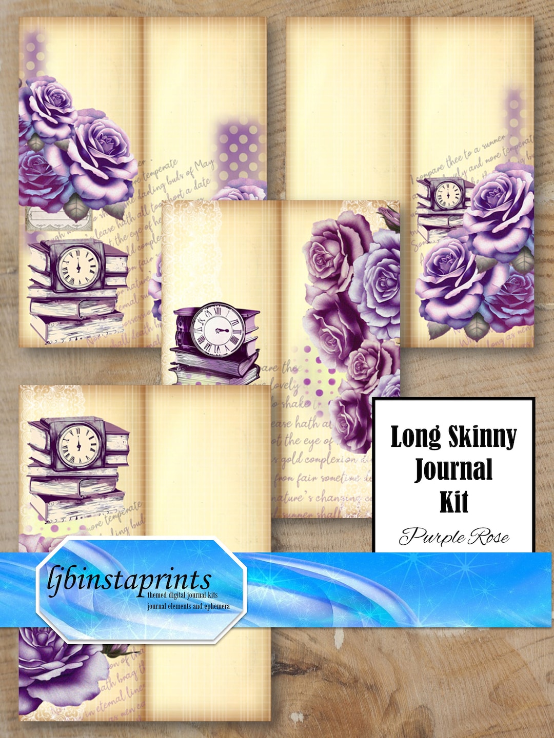 Purple Rose Skinny Journal Kit, Skinny Journal Kit, Tall Journal Kit ...