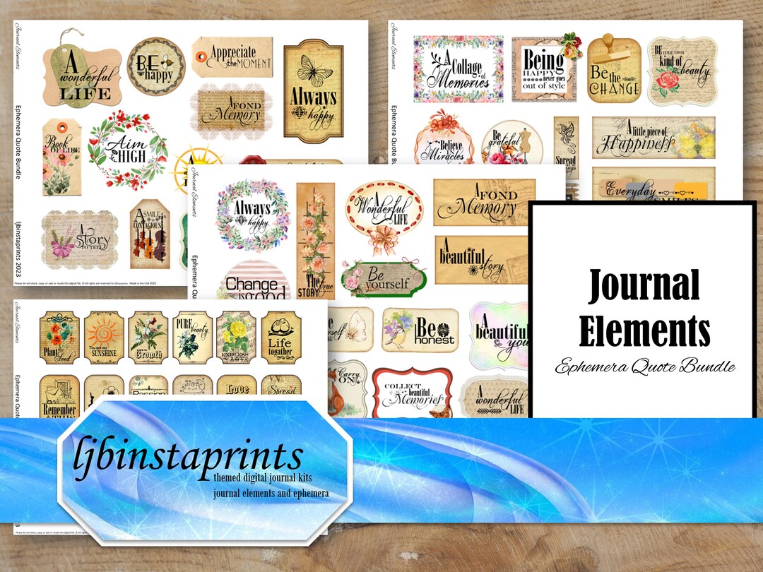 Journal Quotes Bundle, Journal Ephemera, Journal Paperclip Elements ...