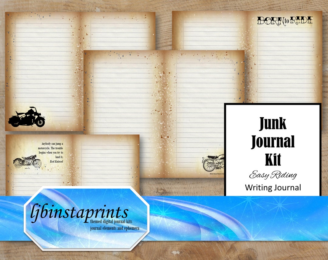 Vintage Motorcycle Writing Journal Kit, Masculine Journal Kit ...