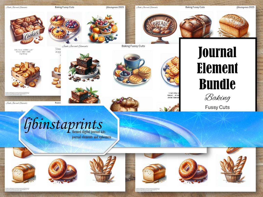 Baking Cutouts, Element Bundle, Recipe Journal Elements, Cookbook ...