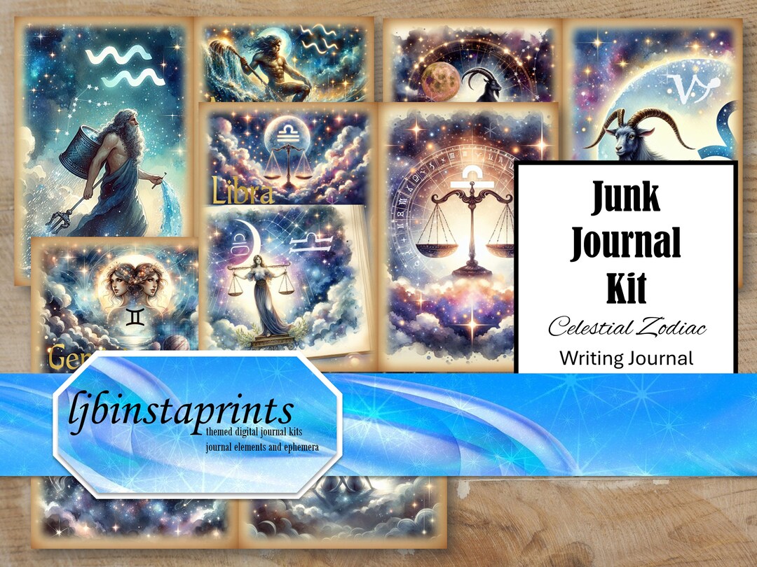 Celestial Zodiac Journal Kit, Mystical Journal Kit, Zodiac Journal Kit ...